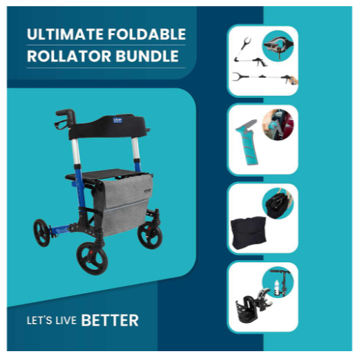 Ultimate Foldable Rollator Bundle – Marvel Health Plus Care